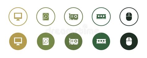 Monitor Hard Drive Gpu Ram Computer Stock Vector Illustration Of Button Element 263166710