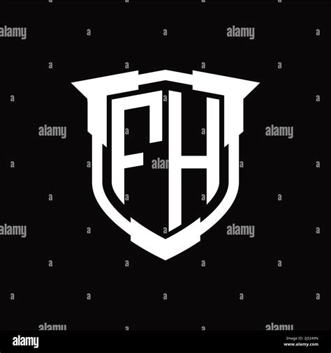 Fh Logo Monogram Letter With Shield Shape Design Template Stock Vector