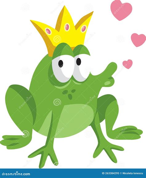 Prince Frog Character Sending Kisses Vector Cartoon Illustration Stock