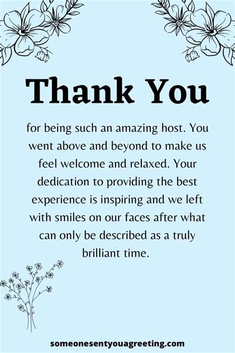 59 Thank You For Your Hospitality Messages And Notes Someone Sent You