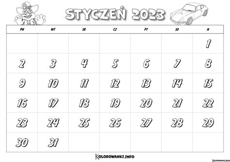 Luty 2023 Kalendarz Do Druku