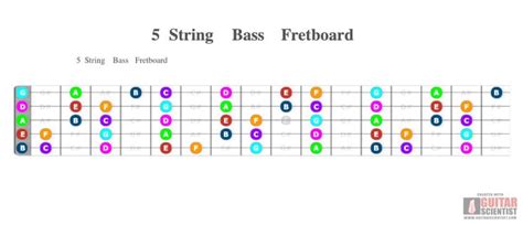 5 String Bass Fretboard Diagram