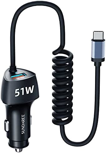Amazon Basics Usb C W With Power Delivery And Usb A W Car Charger With Cable Black