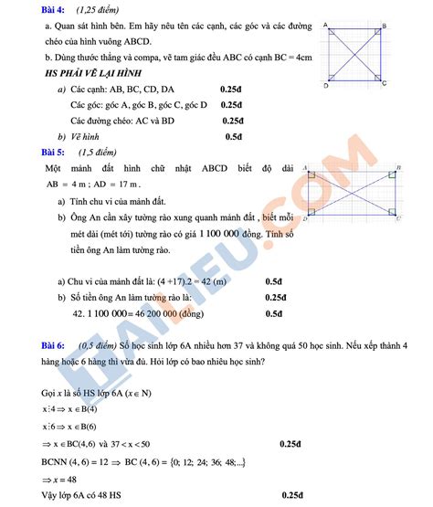 Đề tham khảo thi giữa kì 1 Toán 6 có đáp án năm 2022 2023 THCS Đống