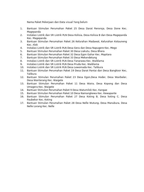Nama Paket Pekerjaan Dan Data Visual Yang Belum Pdf Griya And Taman