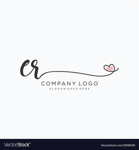 Er Initial Handwriting Logo Design Royalty Free Vector Image