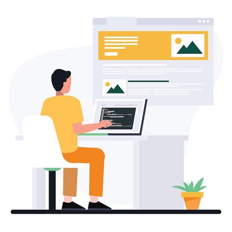 Conceito De Programador De Codificação De Design Da Web Vetor Premium