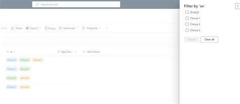microsoft list formatting choice field with multiple selections