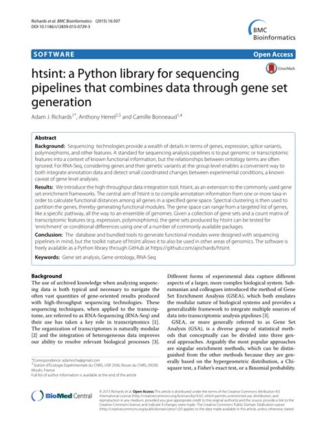 Pdf Htsint A Python Library For Sequencing Pipelines That Combines Data Through Gene Set