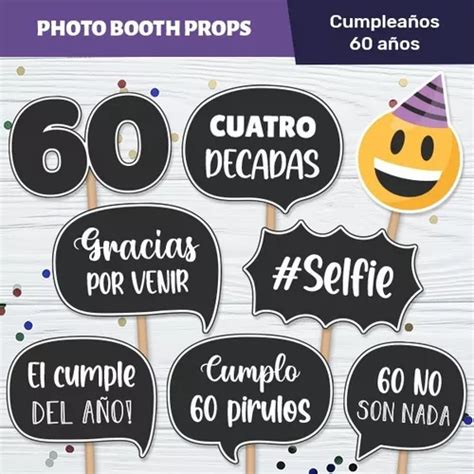 Photo Props Cumple 60 Años Carteles Imprimibles Negro en venta en