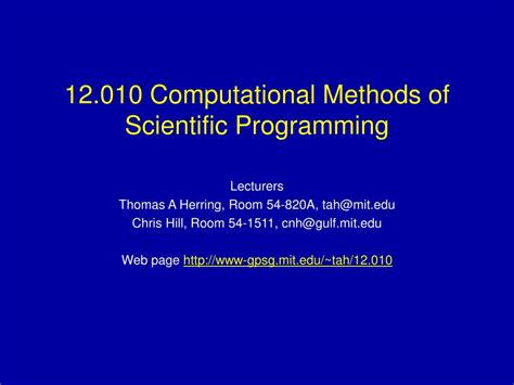 Ppt 12010 Computational Methods Of Scientific Programming Powerpoint Presentation Id17634