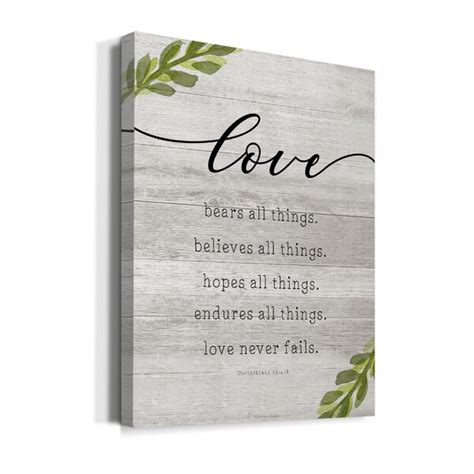 Trinx Love Never Fails Wrapped Canvas Textual Art Wayfair