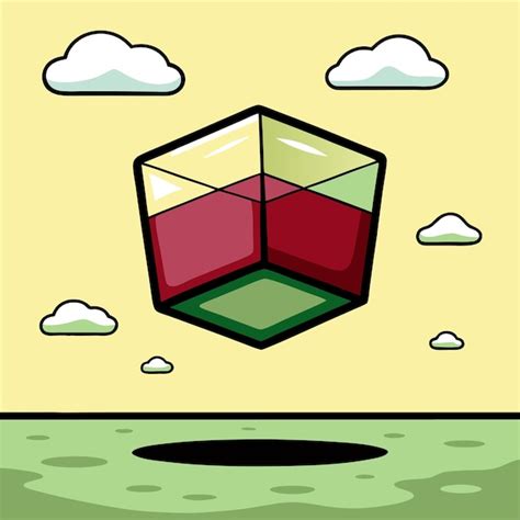A Colorful Cube Is Floating In The Water With Clouds In The Background