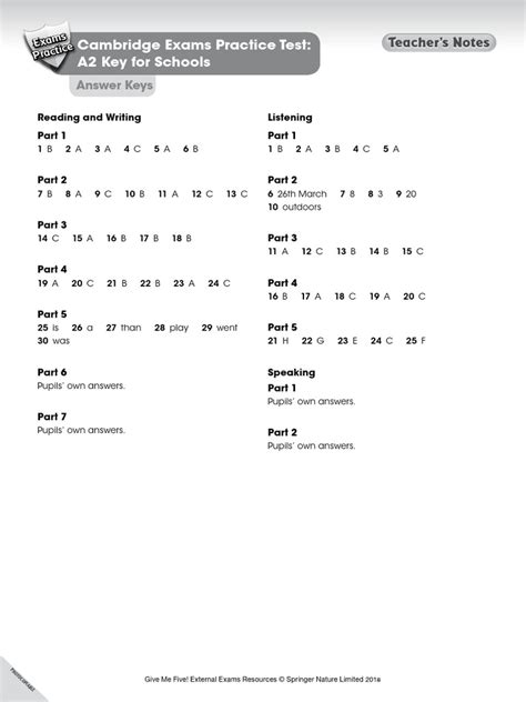 Gmf L5 Cambridge Practice Test Key Teachers Notes Pdf