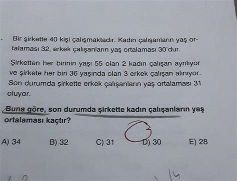 Bir şirkette 40 Kişi çalışmaktadır Kadın çal Lise Matematik Kunduz