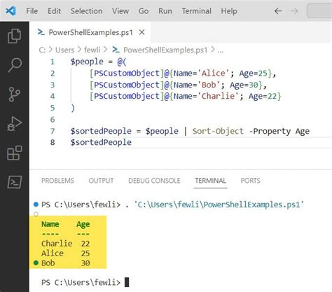 how to sort an array of objects in powershell