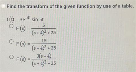 Solved Find The Transform Of The Given Function By Use Of A Chegg Com