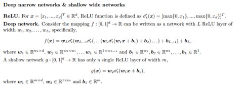 Deep Narrow Networks Shallow Wide Networks ReLU Chegg
