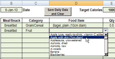 Excel Calorie Counter Contextures Blog