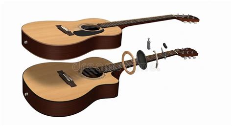 Acoustic Guitar Exploded View Illustration Showing Parts And Assembly