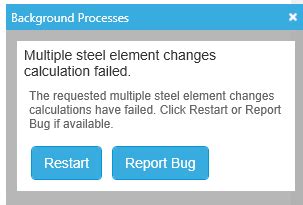 Background Process Multiple Steel Element Changes Calculation Failed
