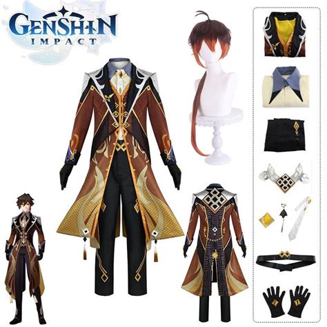 Genshin Impact Zhongli Cosplay Costumes Anime Game Morax Men S Role Play Uniform Halloween