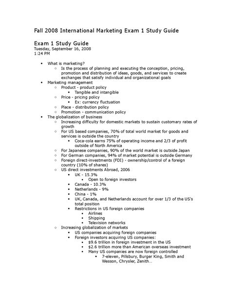 Exam 1 Study Guide Of International Marketing Mktg 4704 Docsity