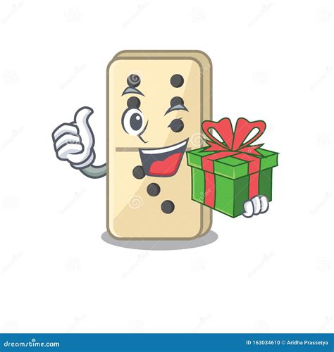 Holding T Cartoon Style Of Domino Cute Isolated Stock Vector