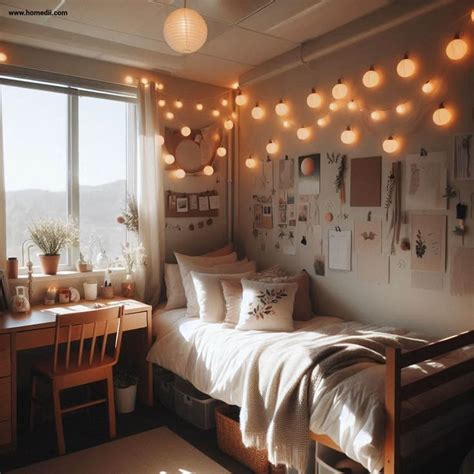 Cozy Dorm Room Hang String Lights In 2024 Cozy Dorm Room Dorm Room