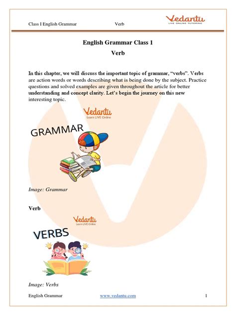 english grammar class 1 verb learn and practice download free pdf pdf