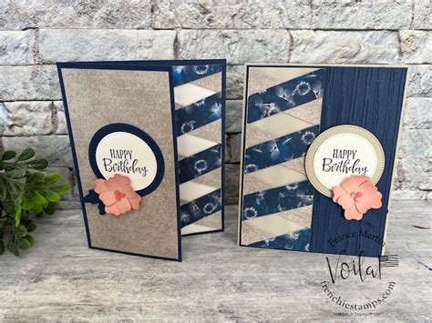 twisted ribbon technique with designer paper strips frenchie stamps
