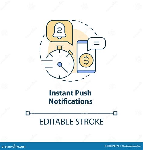 instant push notifications concept icon stock vector illustration of