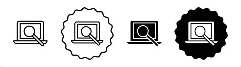 Laptop Monitoring Screen Icon Set Collection Laptop Monitoring Screen
