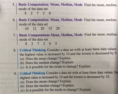 Solved Basic Computation Mean Median Mode Find The Chegg