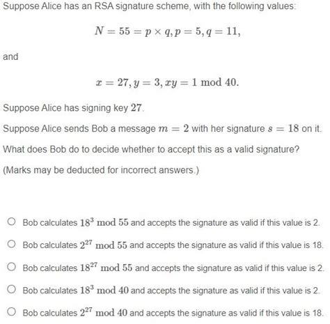 Solved Suppose Alice Has An Rsa Signature Scheme With The Chegg