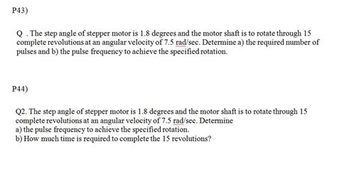 Solved The Step Angle Of Stepper Motor Is 1 8 Degrees And