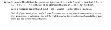 solved 17 5 points recall that the symmetric difference