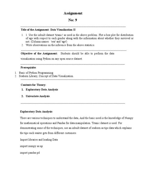 Dsbdal Assignment No 9 Pdf Data Analysis Statistical Analysis