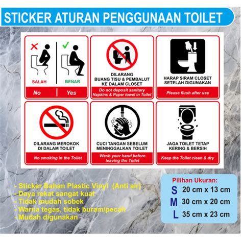 Jual Sign Stiker Tata Cara Penggunaan Toilet Aturan Penggunaan Closet