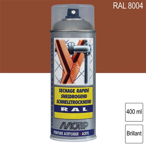 Peinture aérosol RAL 8004 Brun cuivré brillant 400ml MOTIP