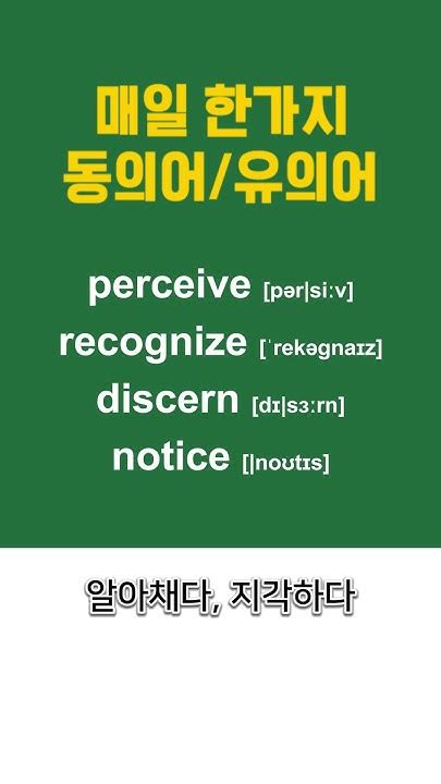 매일 한가지 동의어 유의어 알아채다 지각하다 영단어암기법 영어단어암기법 Youtube