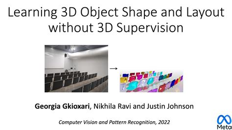 Learning 3d Object Shape And Layout Without 3d Supervision Youtube