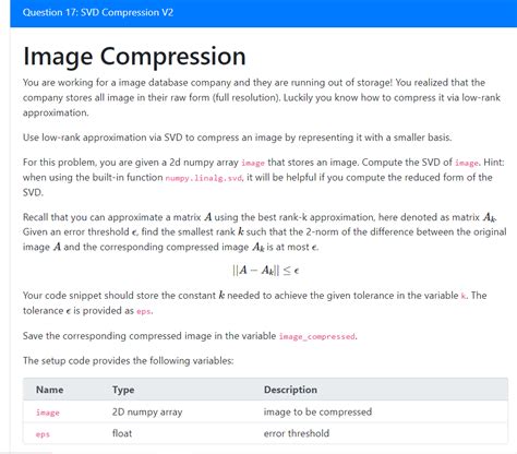 Solved Question 17 Svd Compression V2 Image Compression You