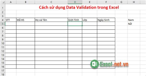Cách Sử Dụng Data Validation Trong Excel