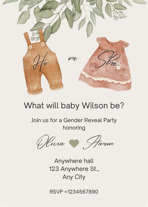 Gender Reveal Invitation Digital Download Etsy