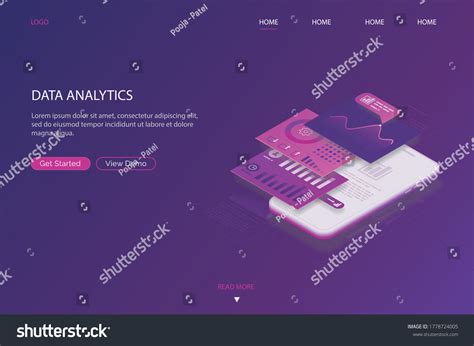 Ui Ux Analytics Dashboard Isometric Landing Stock Vector Royalty Free Shutterstock