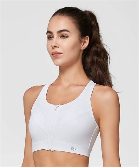 Enfold Zip Mesh Padded Running Bra Womens High Support Sports Bra