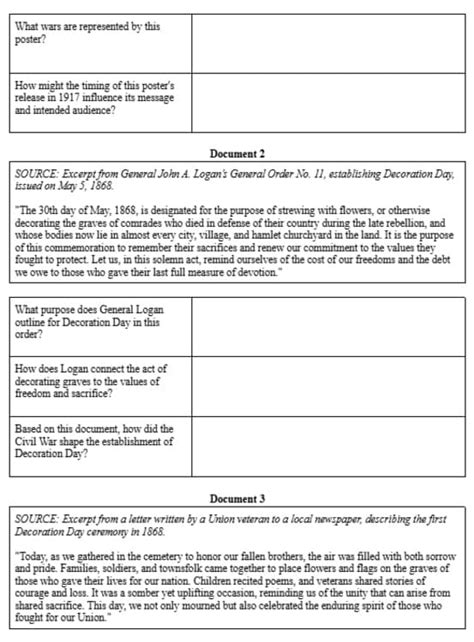 Memorial Day Dbq Holiday History Document Based Analysis With Questions
