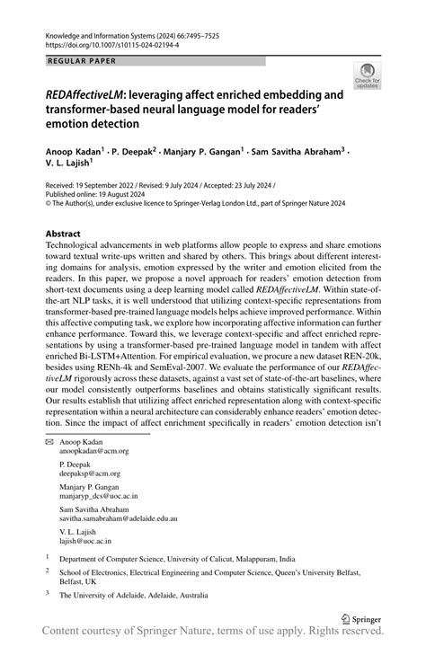 Redaffectivelm Leveraging Affect Enriched Embedding And Transformer