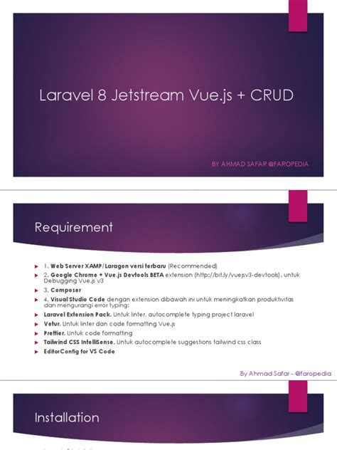 laravel 8 jetstream vue js crud by ahmad safar faropedia pdf